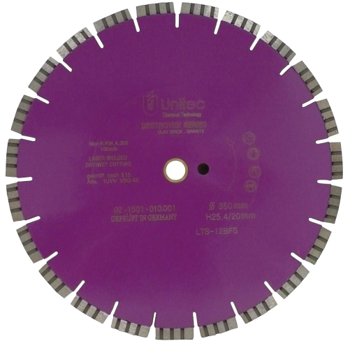 350 x 25.4/20 Unitec Silent Professional Destroyer Diamond Sawblade